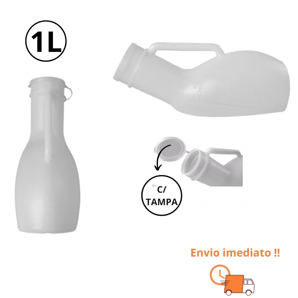 Urinol Papagaio Masculino 1000ml Com Tampa Plastico Resistente Coletor ...