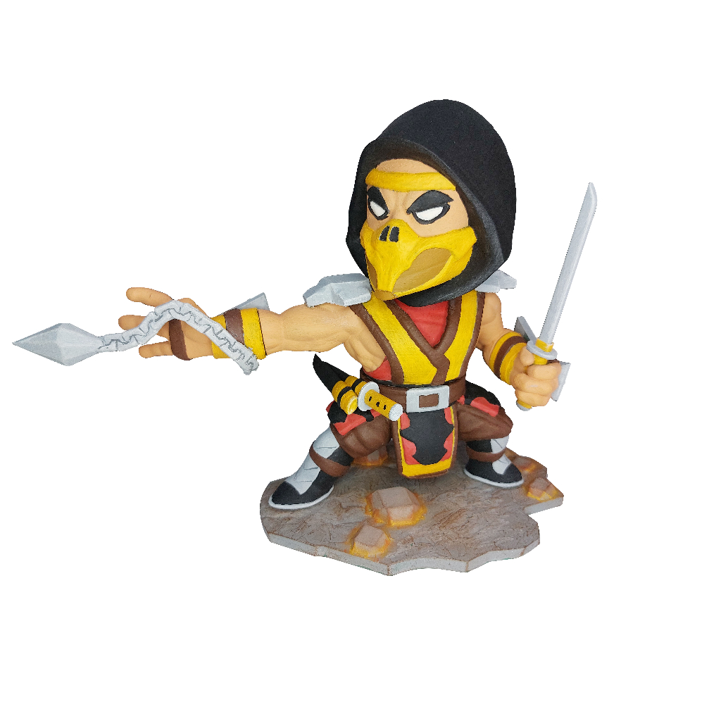 Scorpion Estilo Chibi Mortal Kombat Com Suporte Impresso 3d | Shopee Brasil