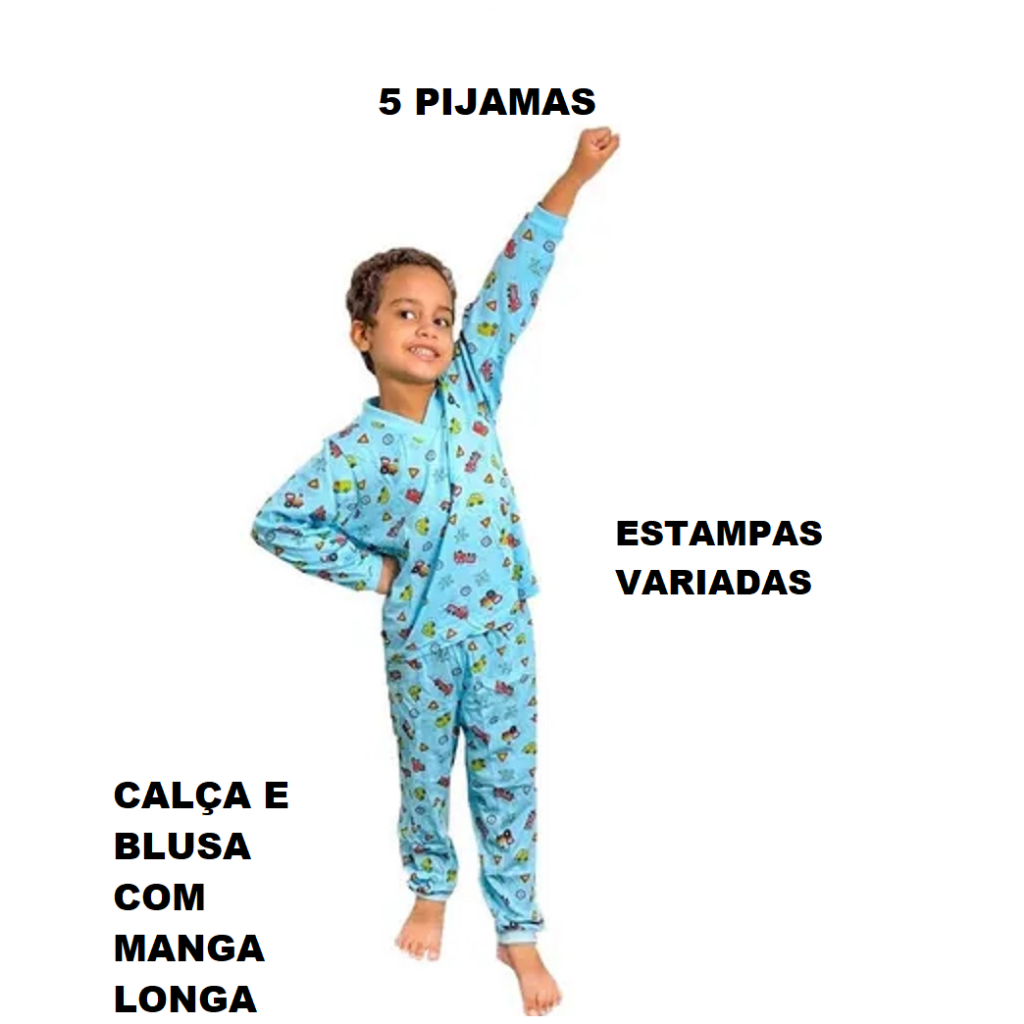 5 Pijamas infantil menino longo manga longa e calça meninos | Shopee Brasil