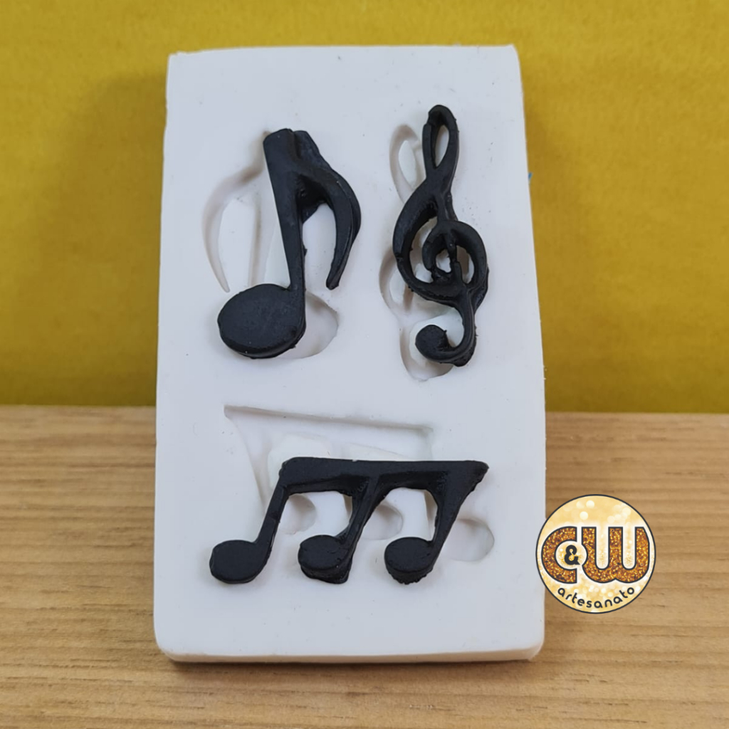 Molde Silicone Notas Musicais c/ 3 / Musica Confeitaria e Artesanato ...