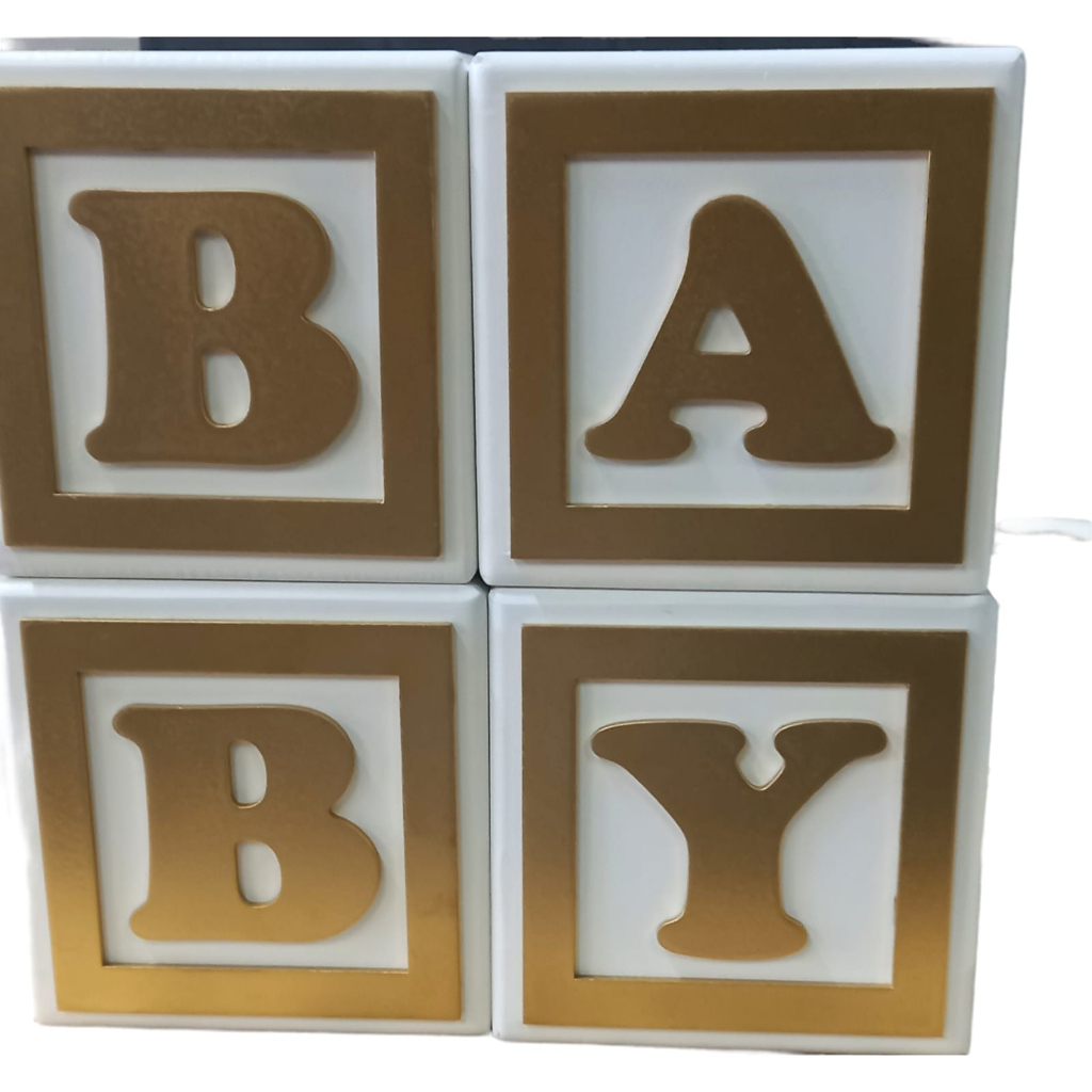 kit 4 cubo baby 30x30 mdf decorado caixa cha revelação cha de bebe ...
