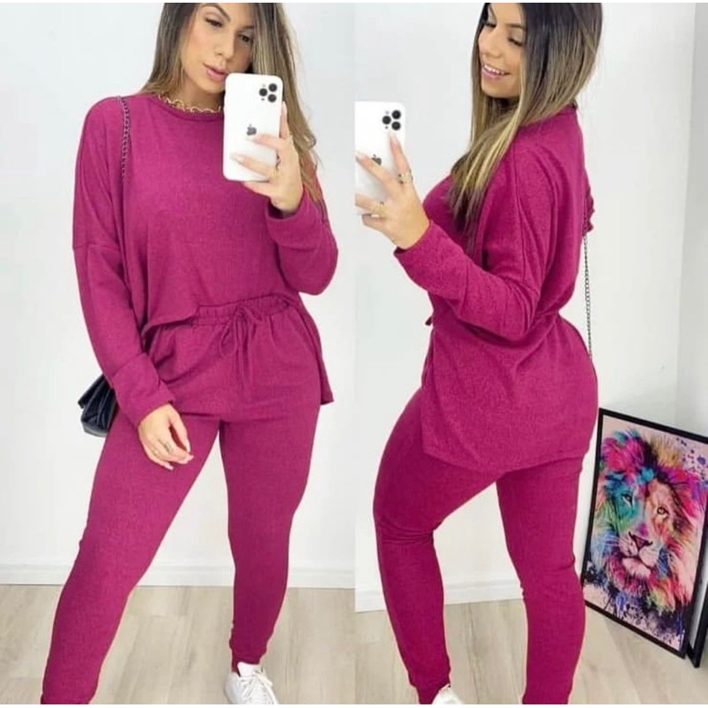 Conjunto Feminino De Frio Manga Longa Lanzinha | Shopee Brasil