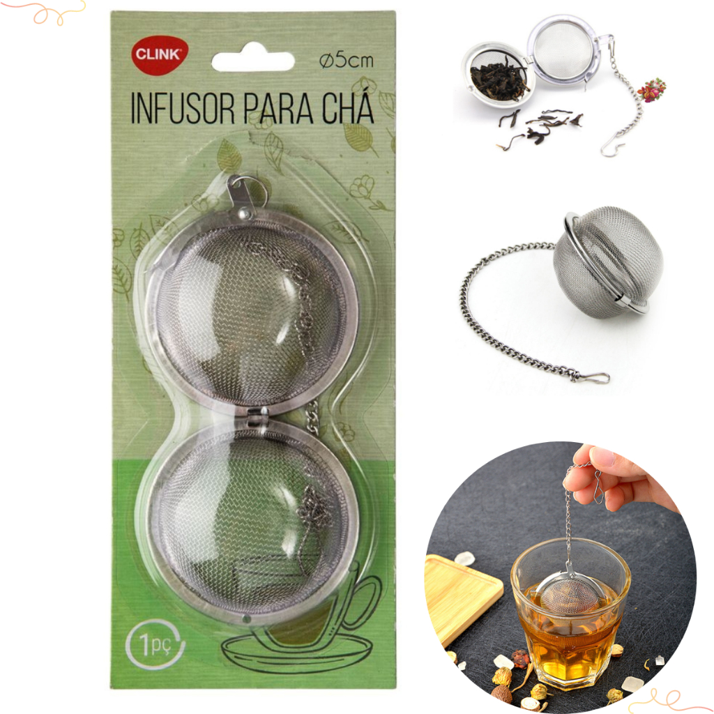 Infusor De Cha Aço Inox Difusor Coador Corrente Bolinha Peneira Mini ...