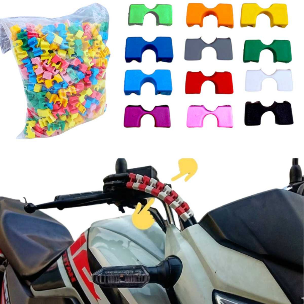 Kit 100 Clip Para Cabo Fio De Moto Colorido Adaptador Hashi | Shopee Brasil