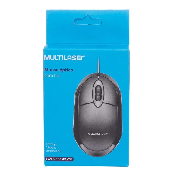 Mouse óptico com fio Multilaser MO300 entrada USB para PC e Notebook ...