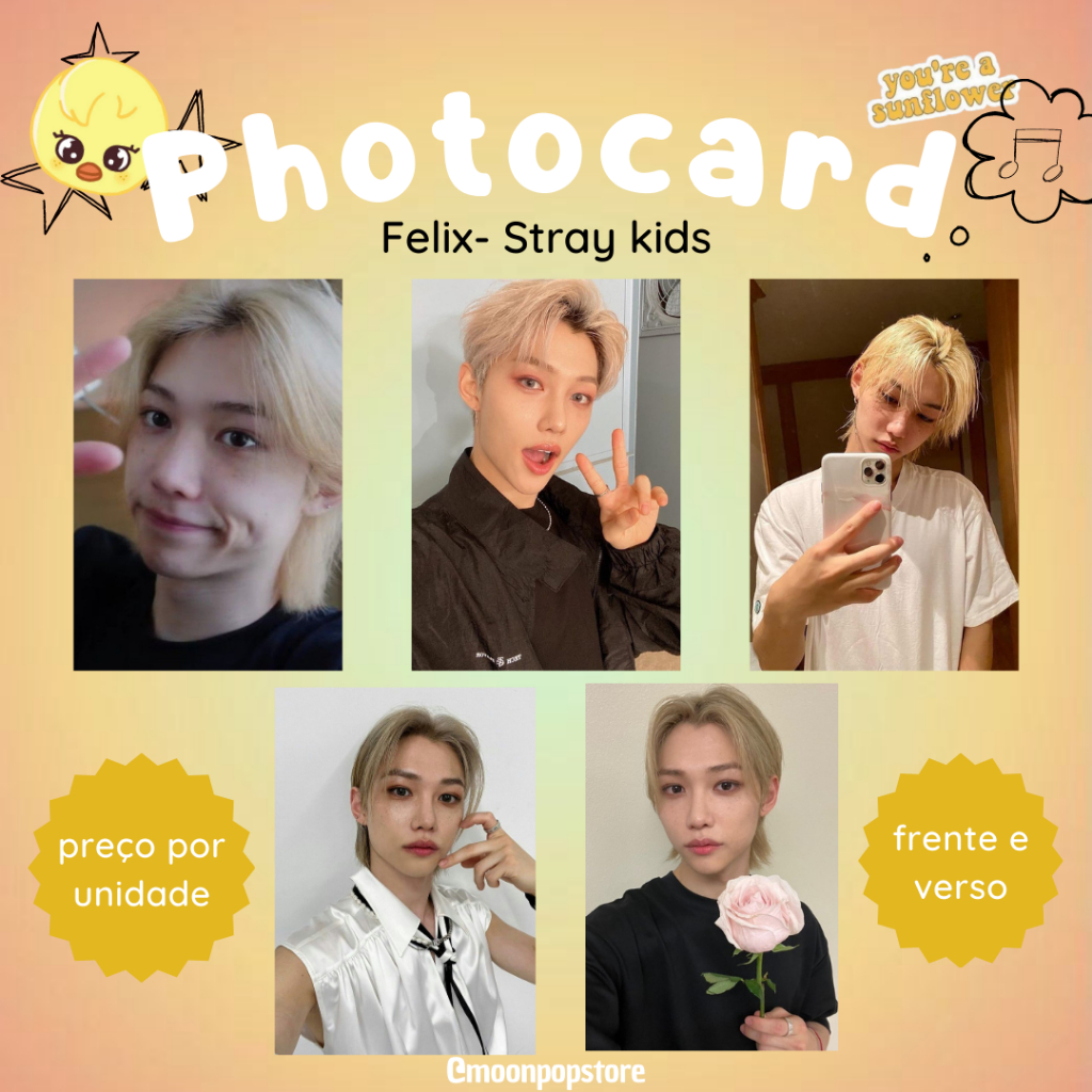Photocard Kpop Stray Kids Felix- Fanmade frente e verso | Shopee Brasil