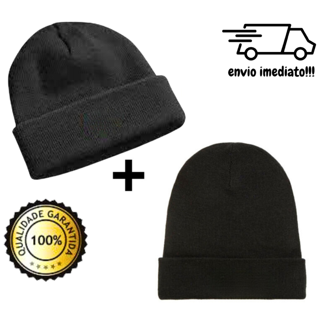 Kit 2 Touca Básica De Frio Lã Gorro Liso Preta Inverno Toca Adulto ...