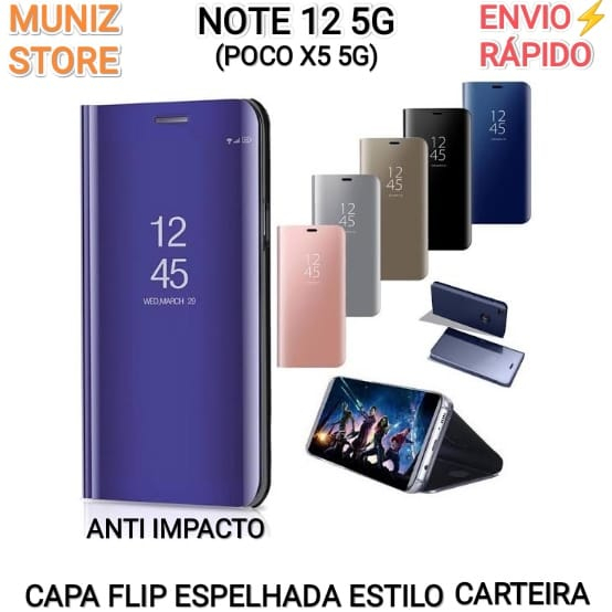Capinha Poco X5 5G/ Redmi Note 12 5G Xiaomi Capa Carteira Flip Espelhada - Case Inteligente ...