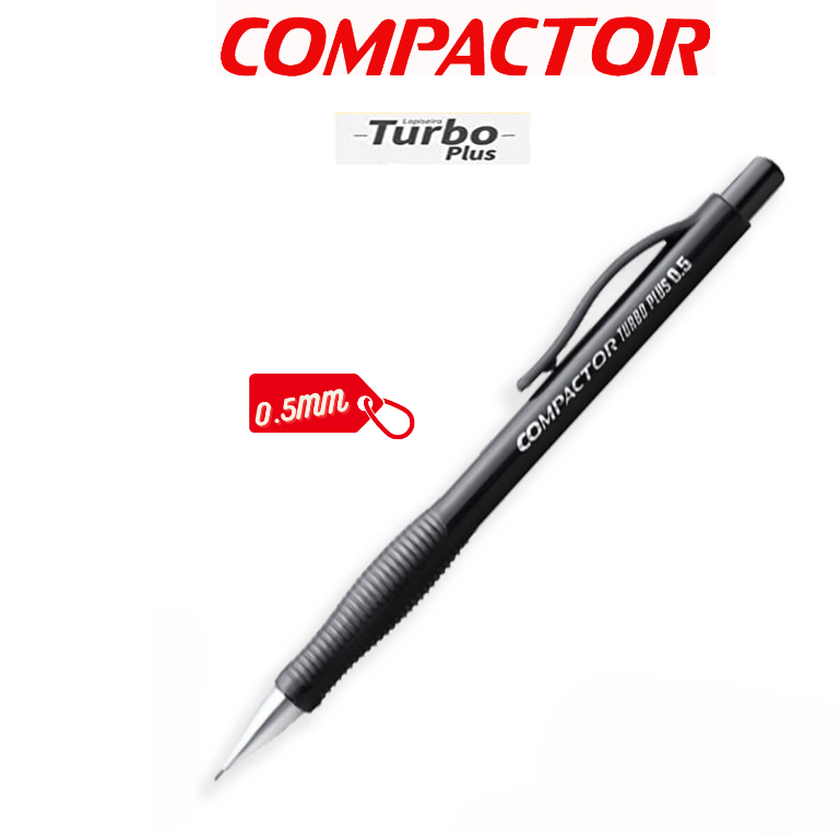 Lapiseira Turbo Plus 0.5mm Compactor Preta | Shopee Brasil