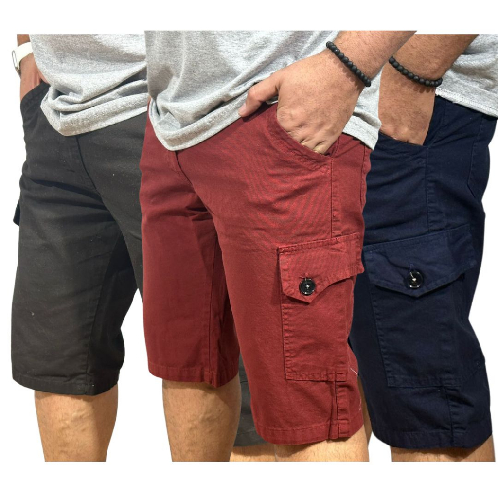 Bermuda Cargo Masculina 6 Bolsos Várias Cores Shopee Brasil