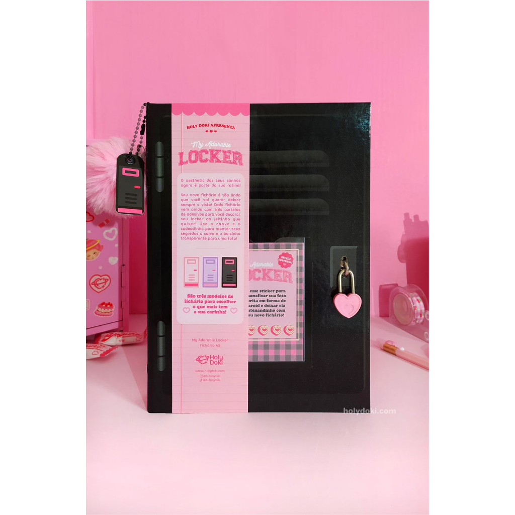 Fichário Binder Estilo Locker Preto Aesthetic Estudo Collector Kpop ...