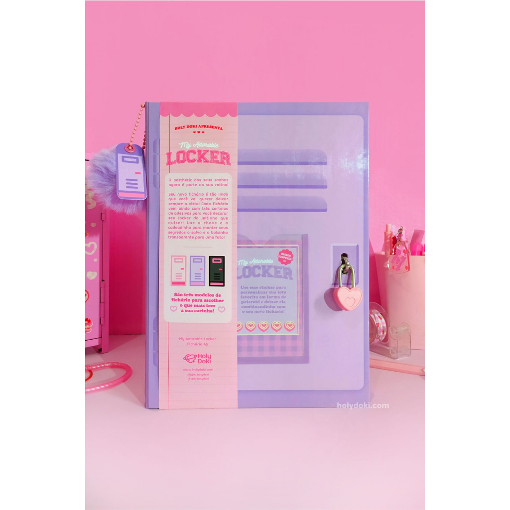 Fichário Binder estilo Locker Lilás Aesthetic Estudo Collector Kpop ...