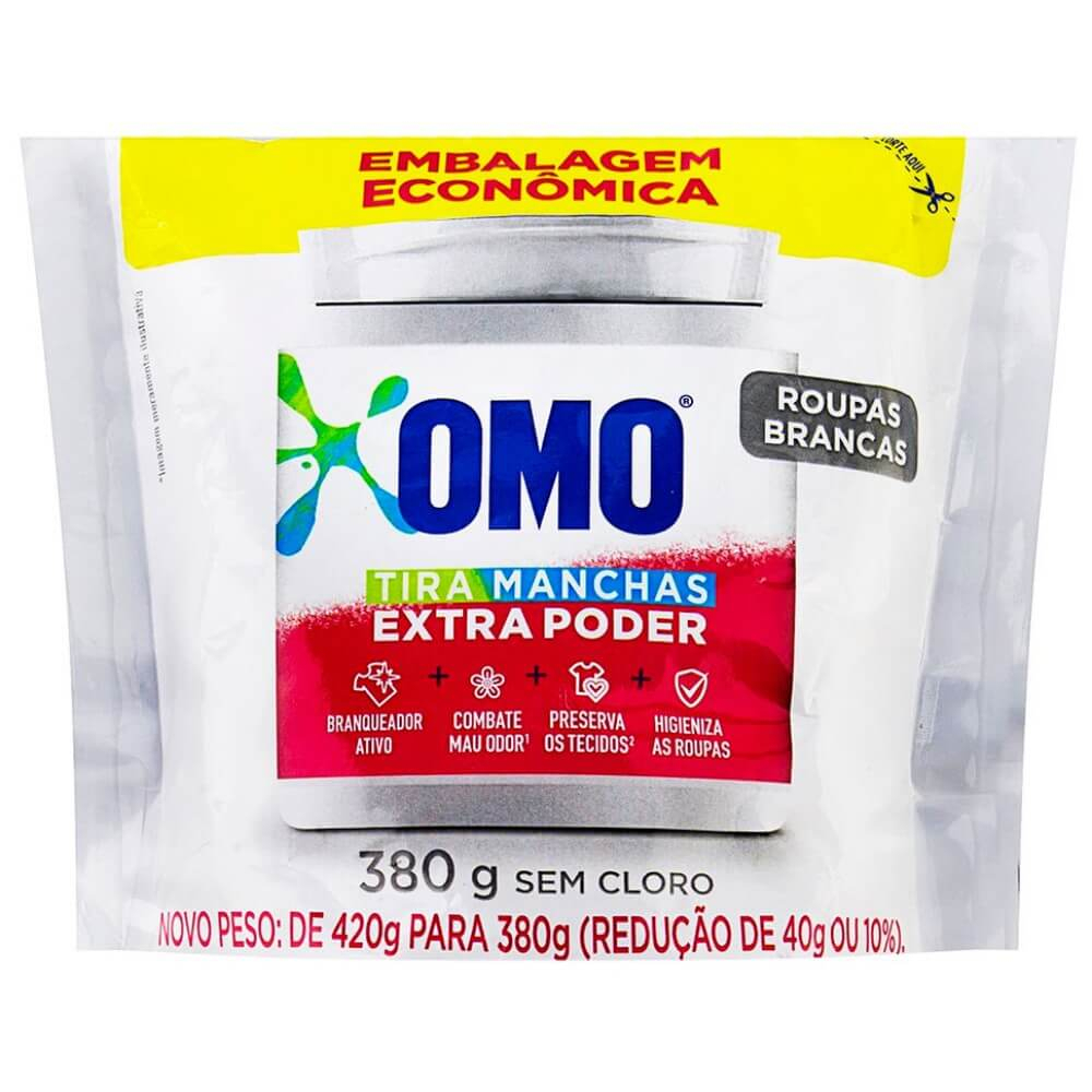 OMO Extra Poder Tira Manchas Para Roupas Brancas 380g | Shopee Brasil