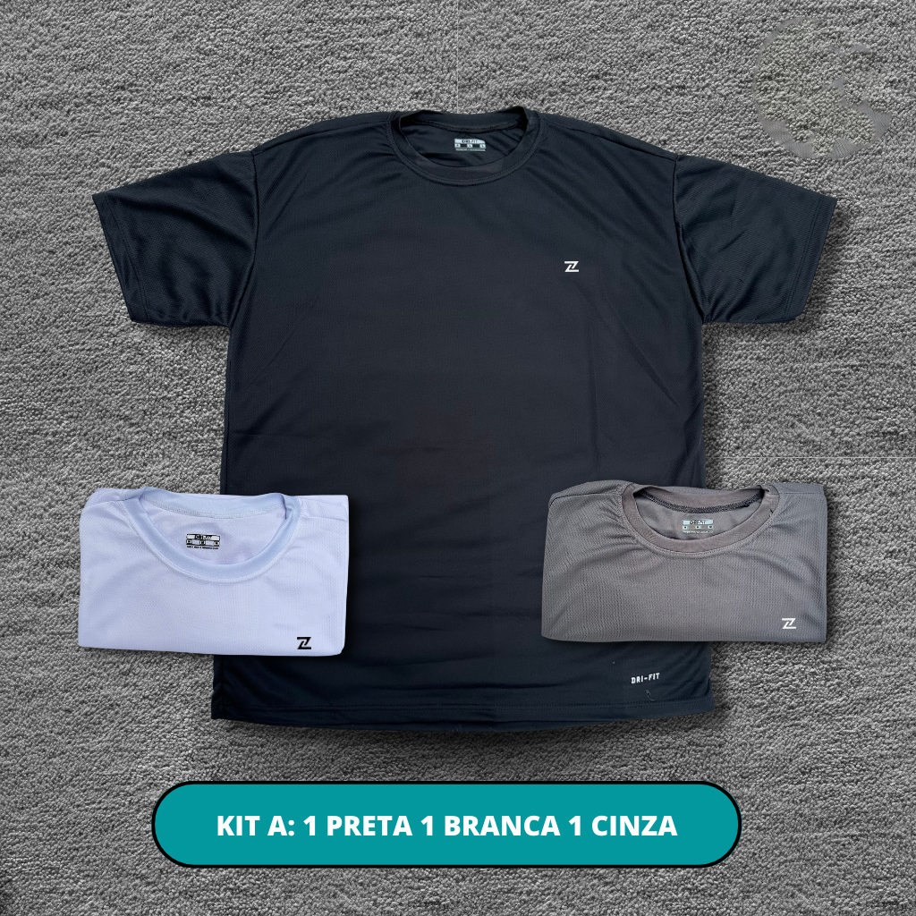 Kit 3 Camisetas Dry Fit Masculina Refletiva Logo Z Lisa Envio imediato ...