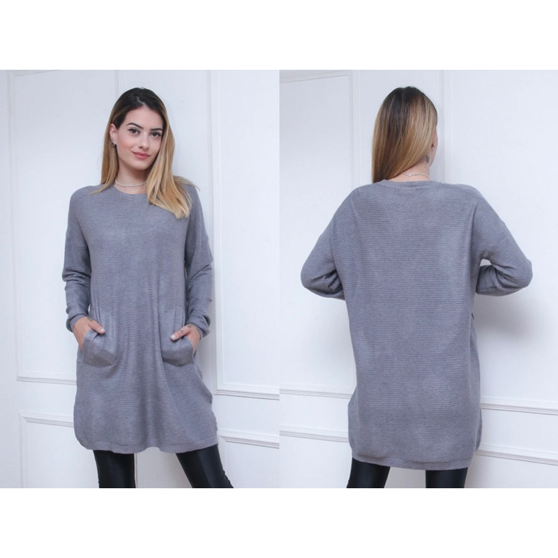 Blusa de inverno Feminina plusiz modal Bolsa Gola redonda inverno ...