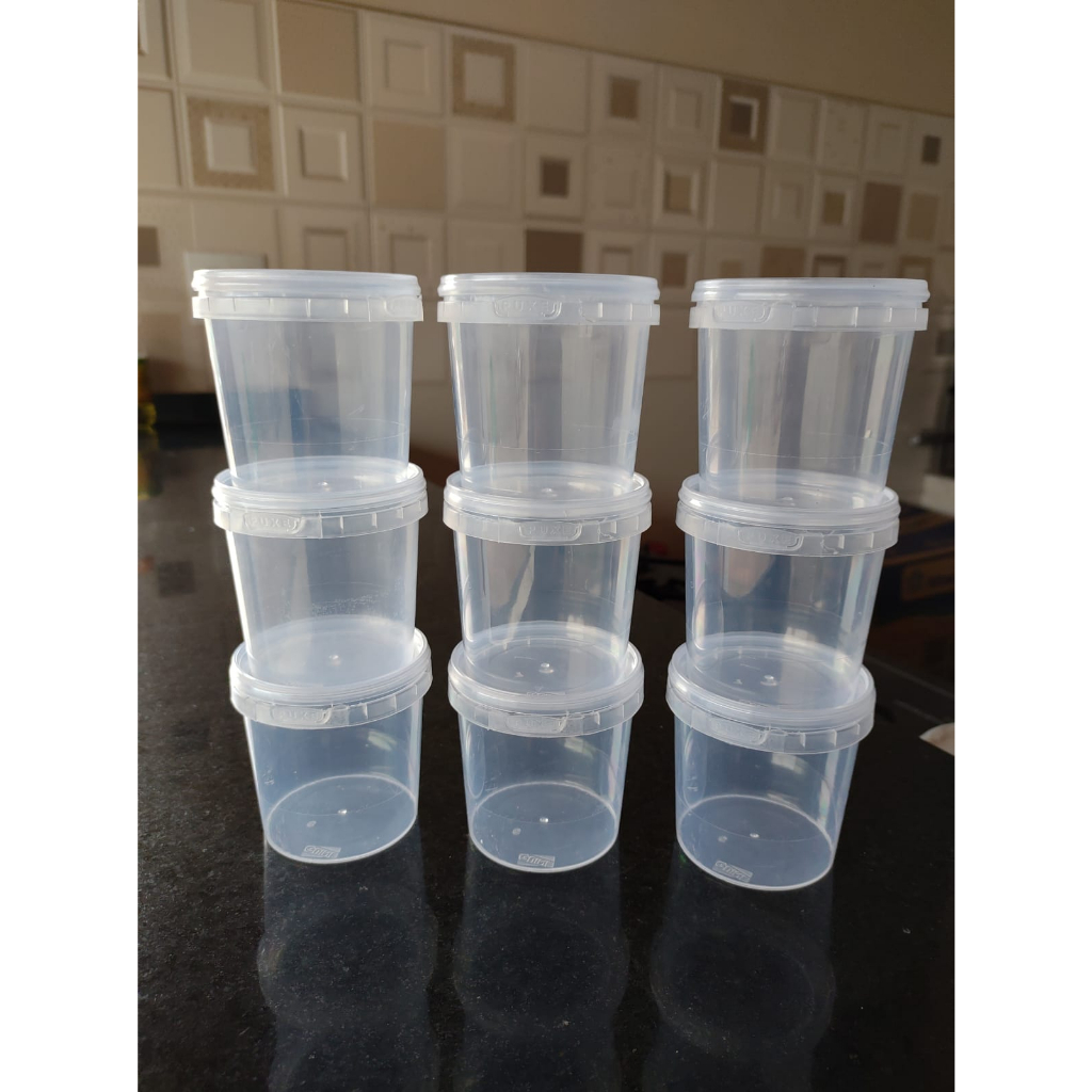 200 un Pote Plástico Premium Redondo 220 ml com Tampa Lacre Bolo no Pote | Shopee Brasil