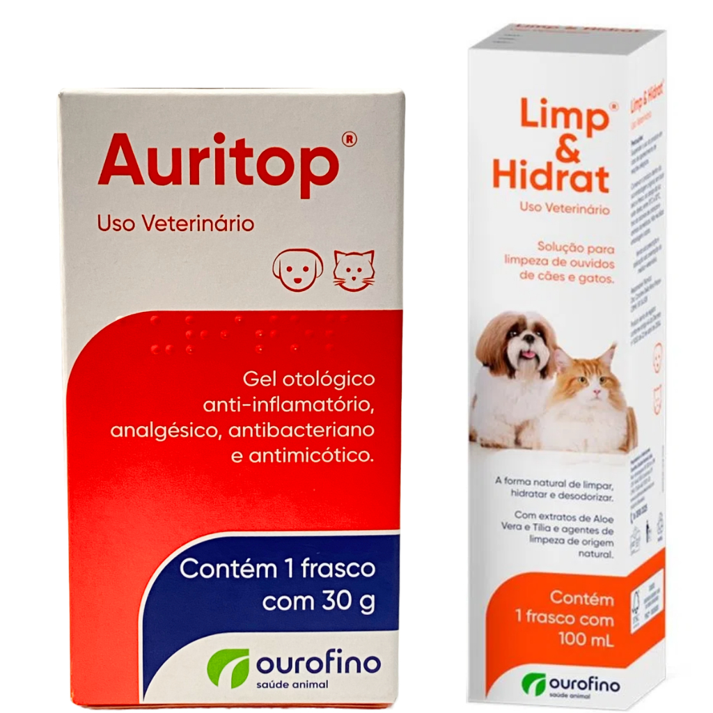 Kit Otologico Ourofino - Auritop 30g E Limp Hidrat 100ml | Shopee Brasil