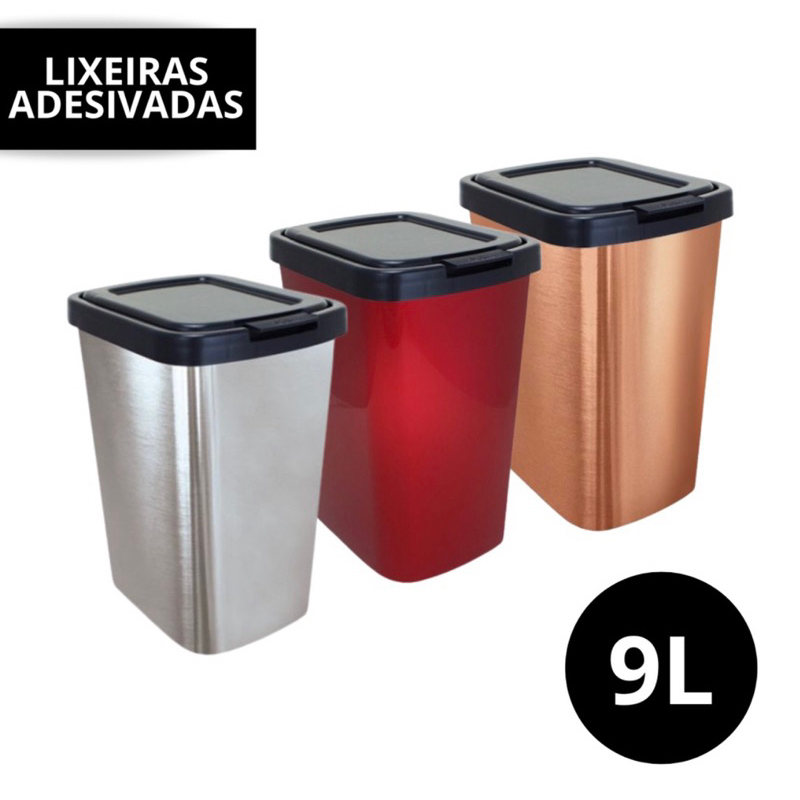 Balde de Lixo Cesto de Lixo Lixeiras 09 litros com abertura clinck ...