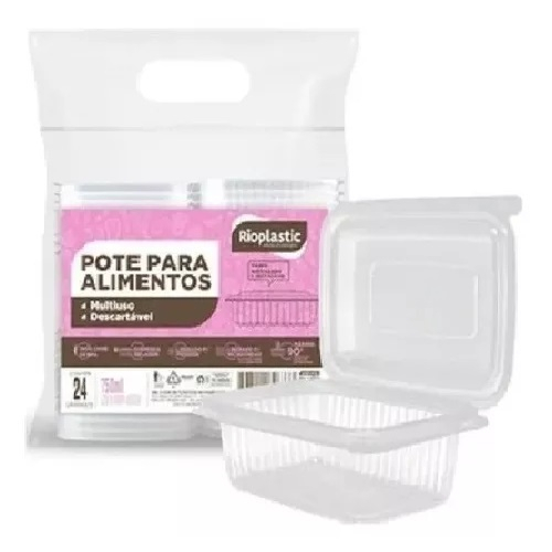 Pote Marmita Retangular 750ml Fitness Freezer/Microondas C/24 unid. | Shopee Brasil