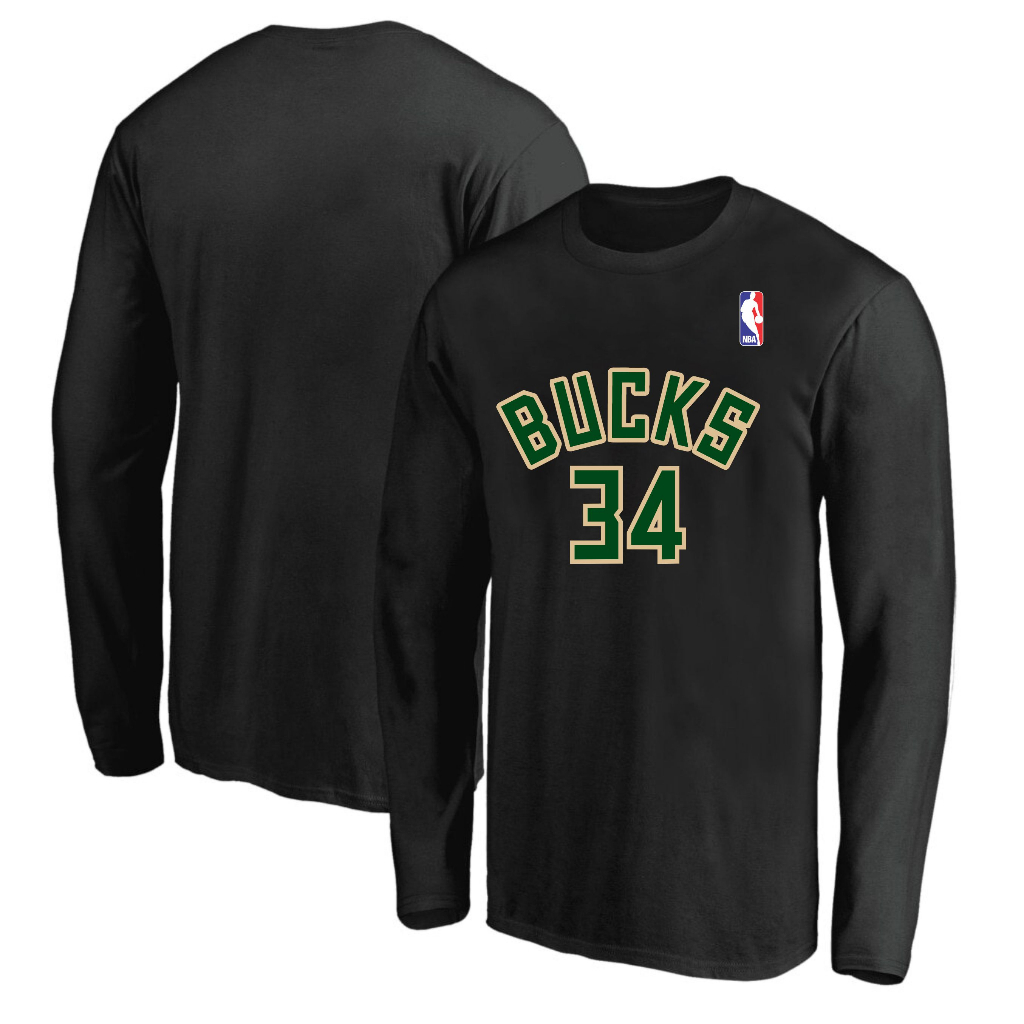 Camiseta Camisa Algodão Manga Longa Milwaukee Bucks 34 Antetokounmpo ... Camiseta Camisa Algodão Manga Longa Milwaukee Bucks 34 Antetokounmpo ...