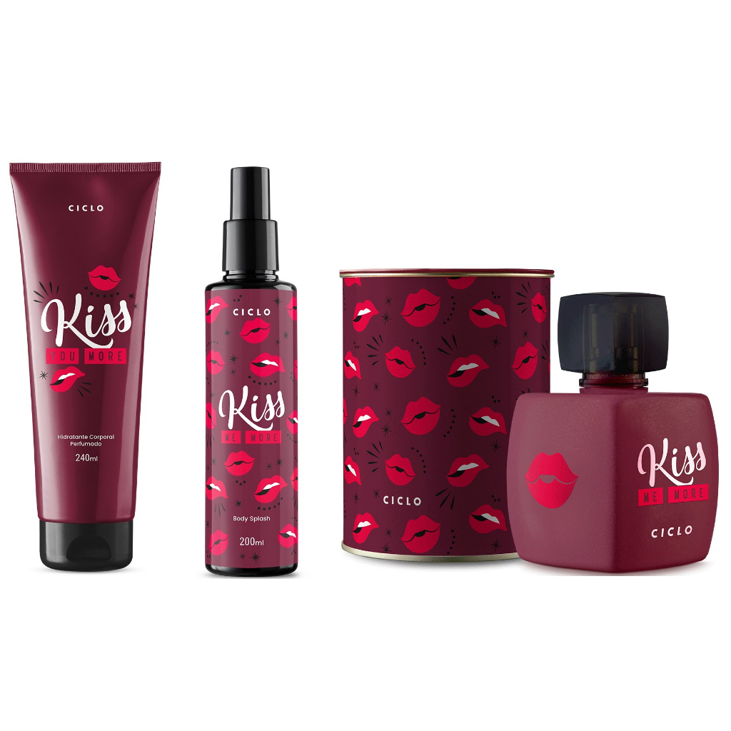 Kit Ciclo Kiss Me More - Creme + Body Splash + Perfume lata | Shopee Brasil