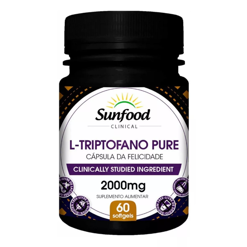 L-triptofano pure sunfood 2000MG 60 capsulas softgels | Shopee Brasil