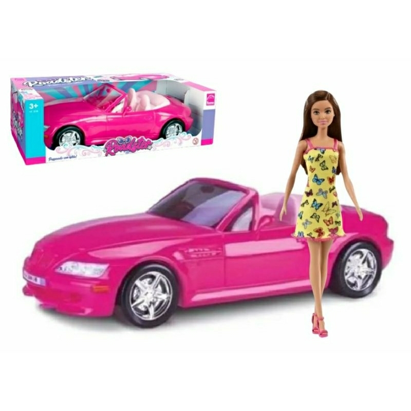 Kit Boneca Barbie Fashion Castanha Original + Carro Conversivel Rosa ...