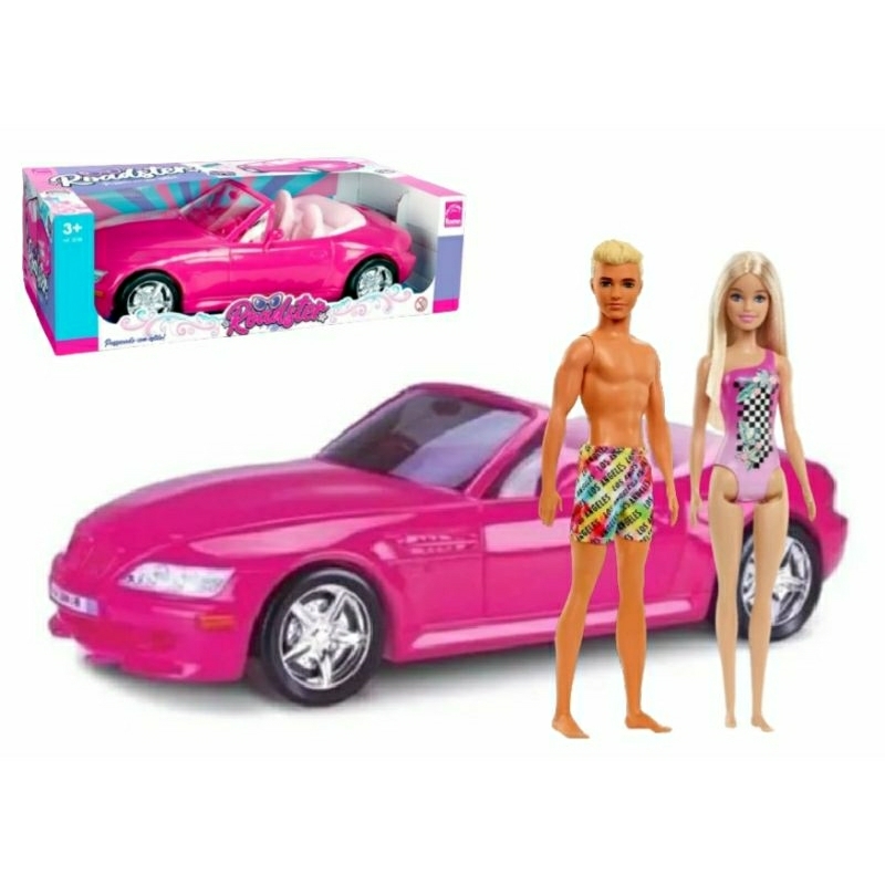 Kit Bonecos Ken + Barbie Praia + Carro Conversivel Rosa Roma | Shopee ...