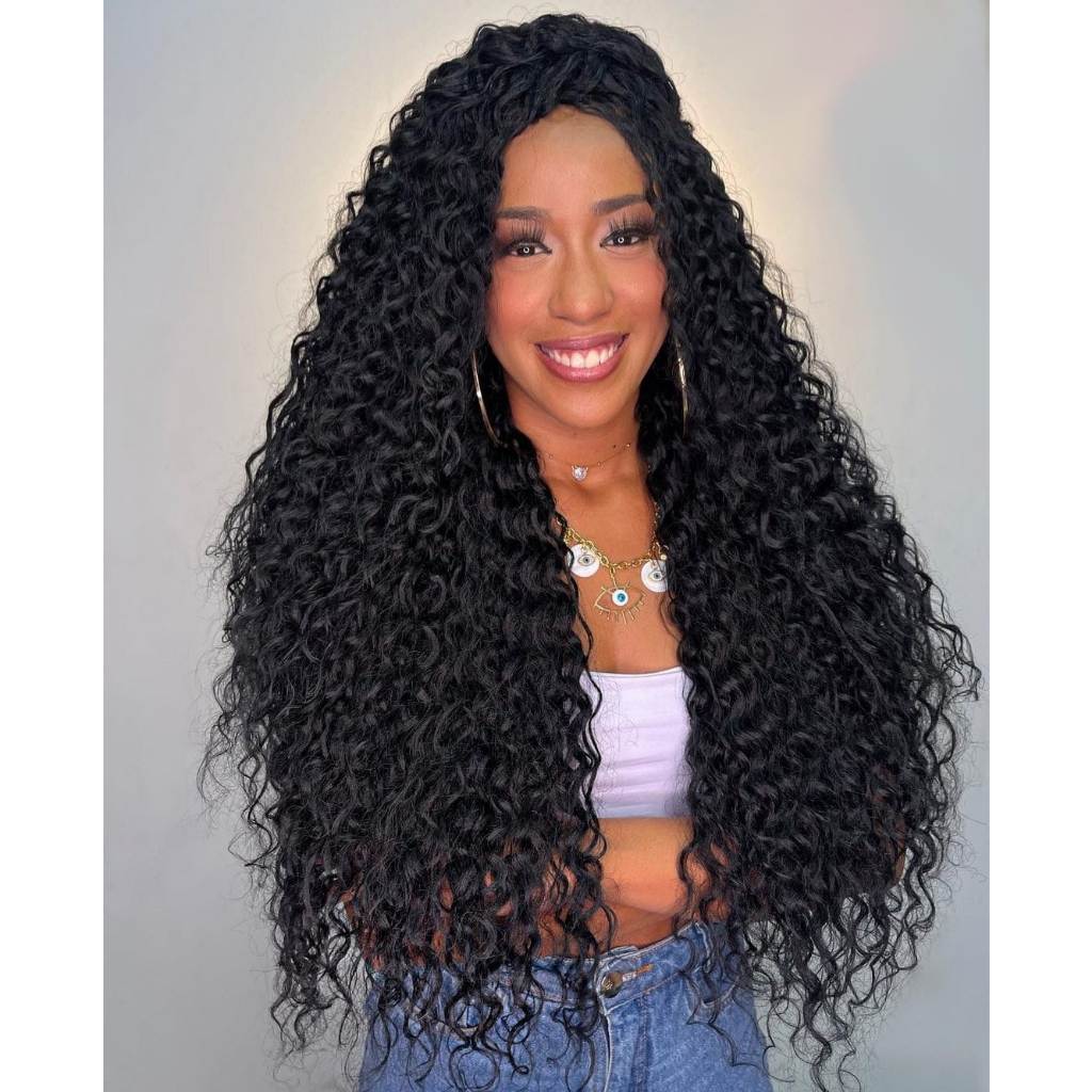 Cabelo Cacheado Fibra Human Hair 300Gramas 75cm Bio Vegetal - ENVIO IMEDIATO | Shopee Brasil