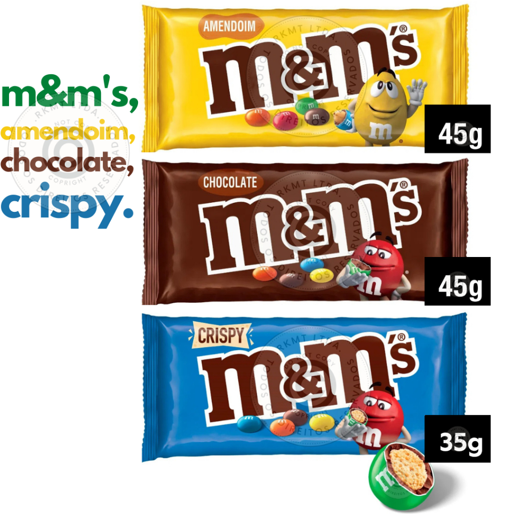 M&M's Confeito Chocolate ao Leite Amendoim 45g Crispy 35g MM's MMs | Shopee Brasil