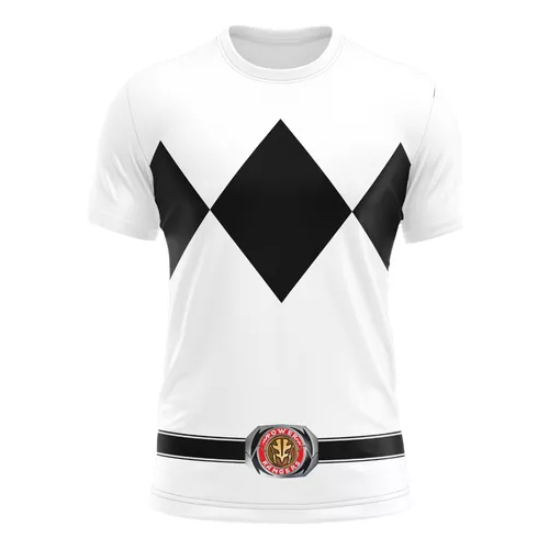 Camiseta Camisa Full Traje Power Rangers Ranger Branco Serie | Shopee ...