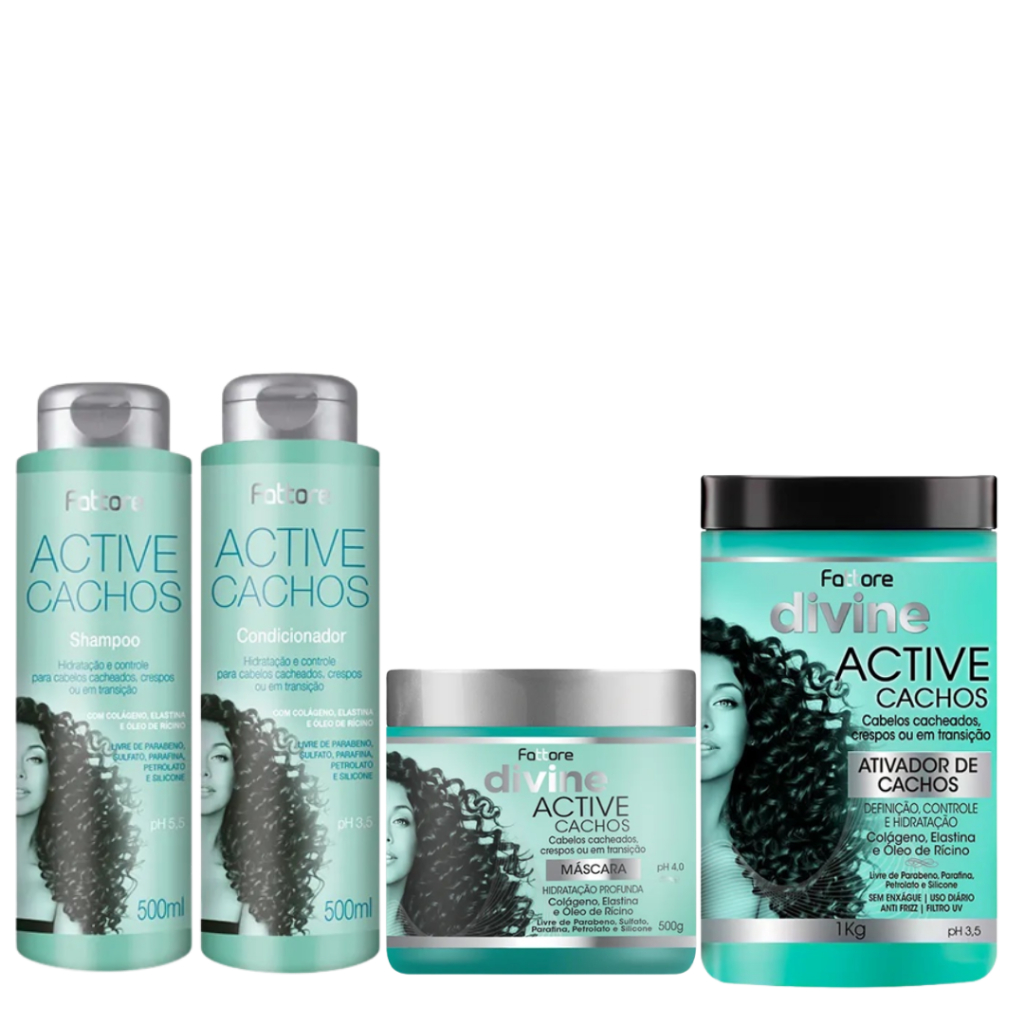 KIT SHAMPOO 500ML + CONDICIONADOR 500ML + MASCARA 500G + ATIVADOR DE ...