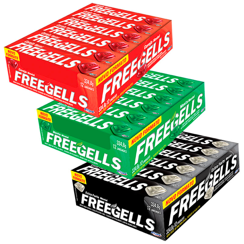 Drops Bala Freegells Display com 12 Unidades - Escolha o Sabor | Shopee ...