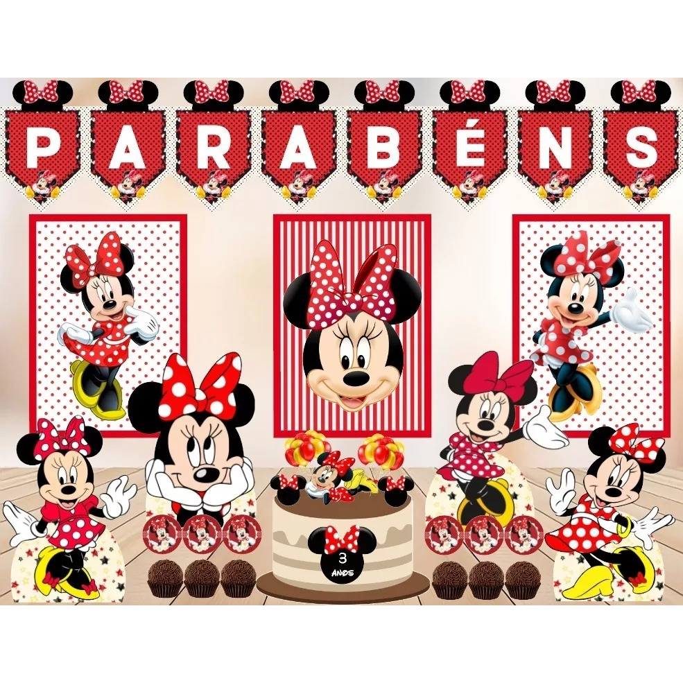 Kit Festa em Casa Minnie Vermelha Só um Bolinho - Mesversário | Shopee ...