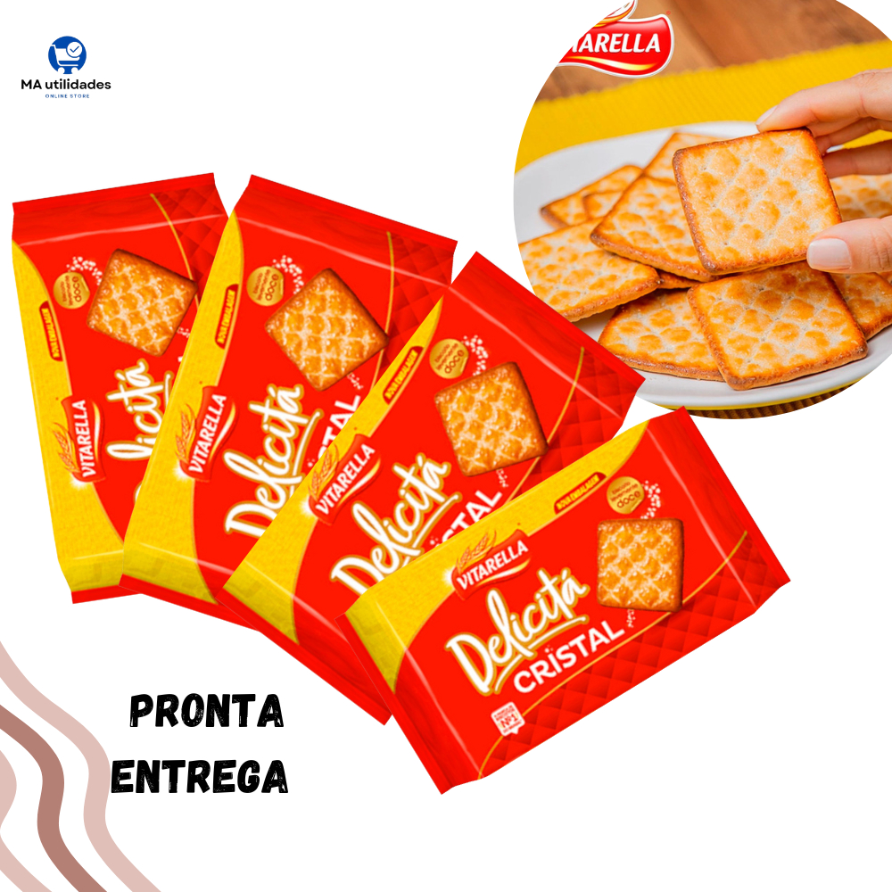 Combo Com 4 Bolachas Biscoitos Delicita Cristal Vitarella 414G | Shopee ...