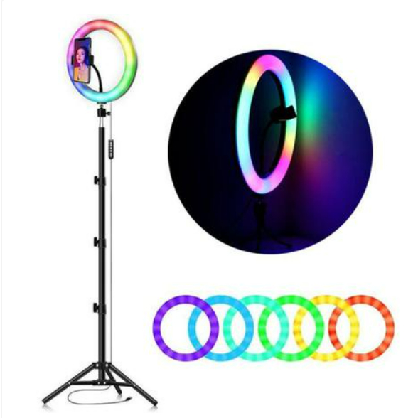Ring Light LED RGB Colorida Iluminador LED 16 tipos de cores | Shopee ...