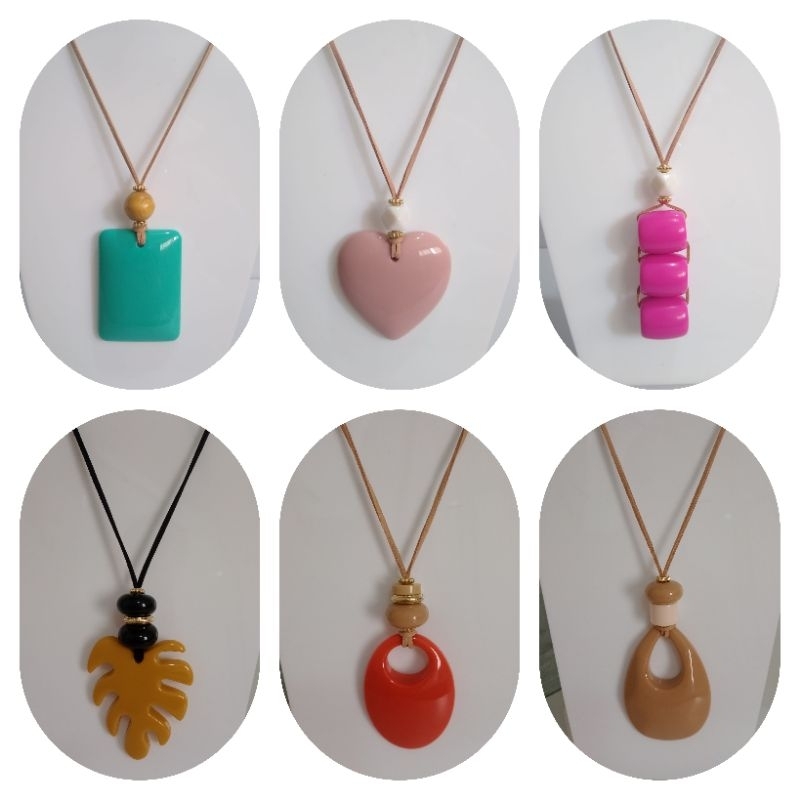 Colar feminino maxi colar kit com 6 unidades cores formas tamanhos ...