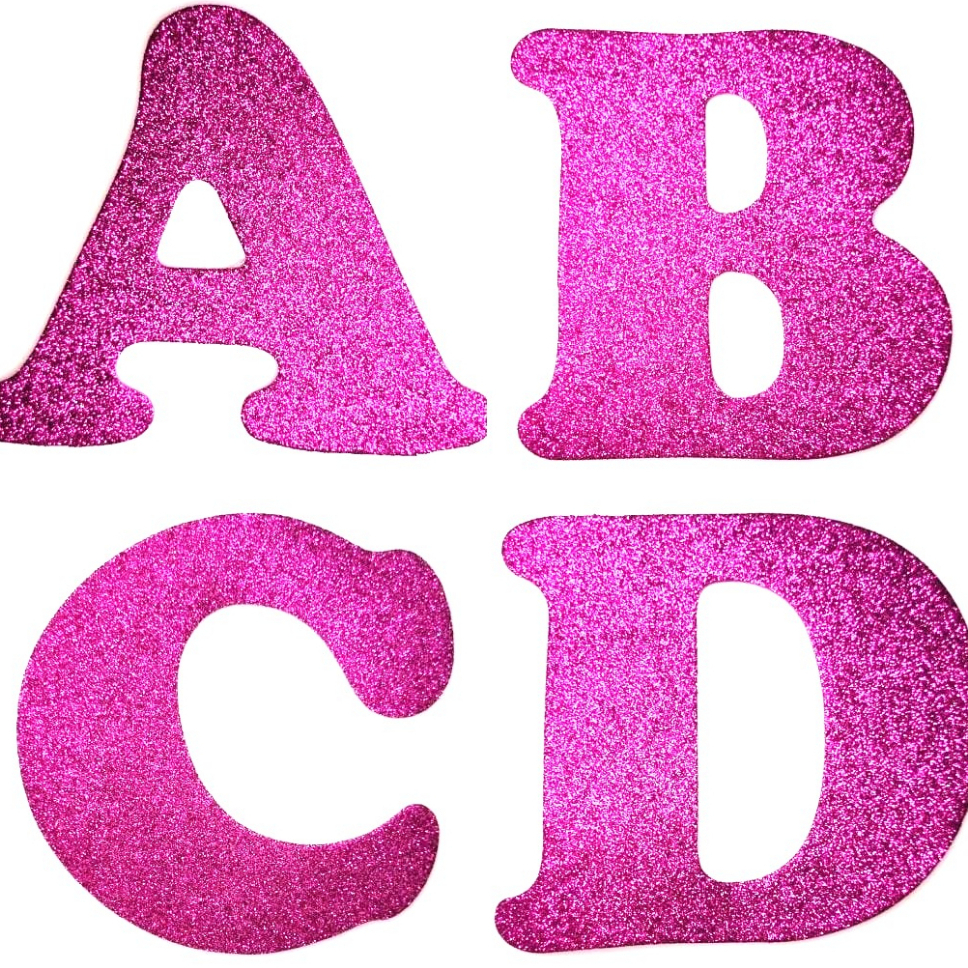 Letras em EVA com glitter, cor ROSA PINK -12,5 cm | Shopee Brasil