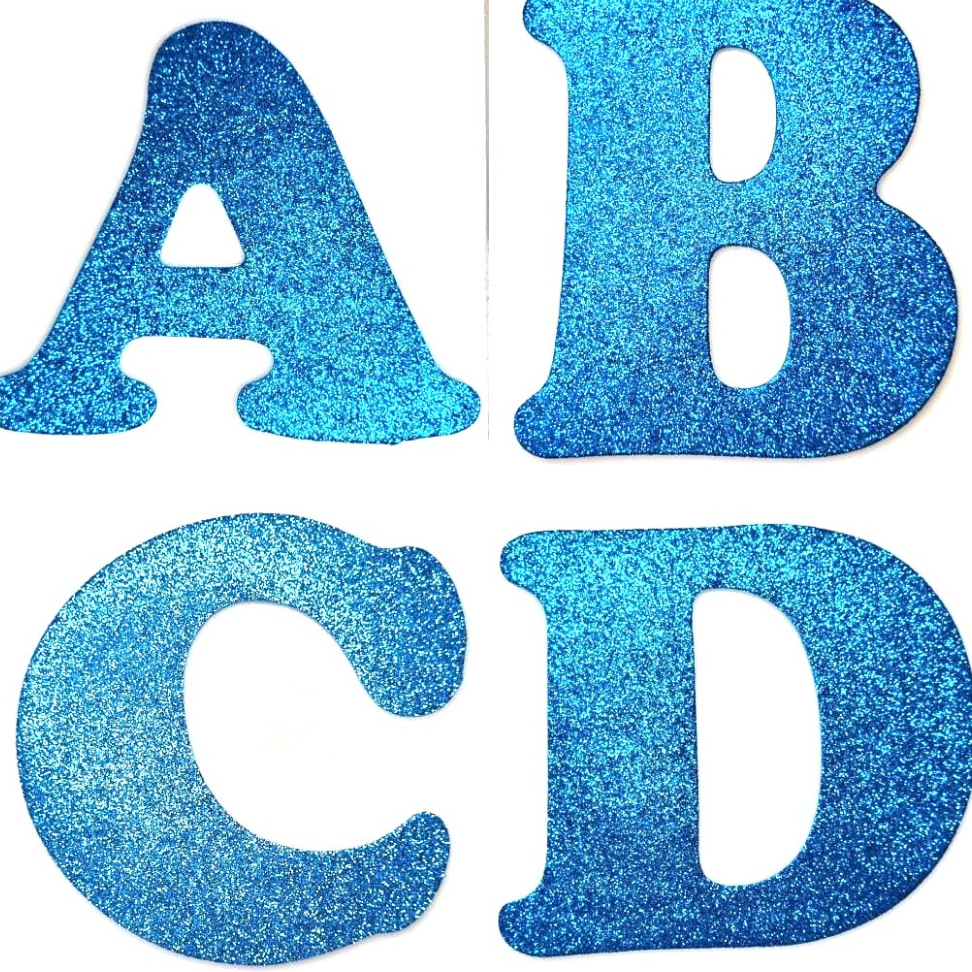 Letras em EVA com glitter, cor AZUL CANETA -12,5 cm | Shopee Brasil