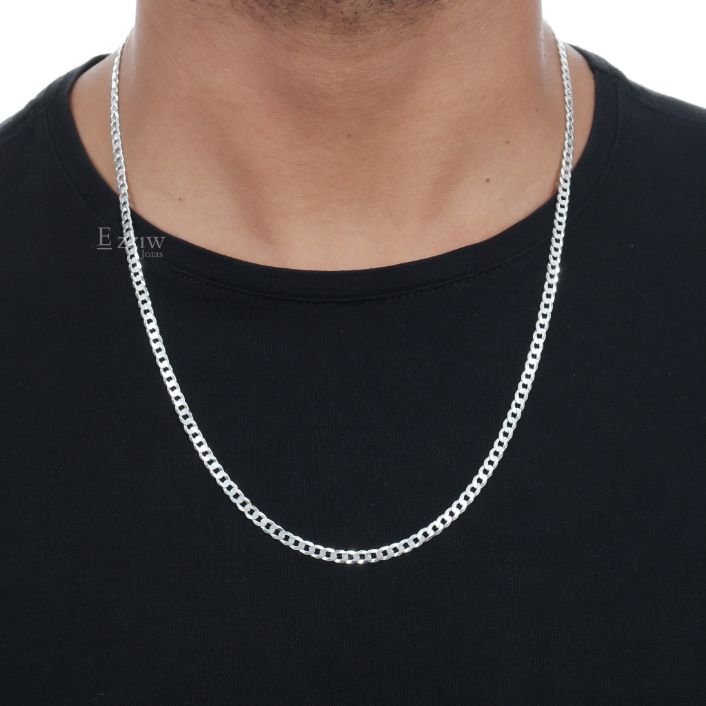 Corrente De Prata Pura 925 Masculina 60cm Grumet 4mm Maciça | Shopee Brasil
