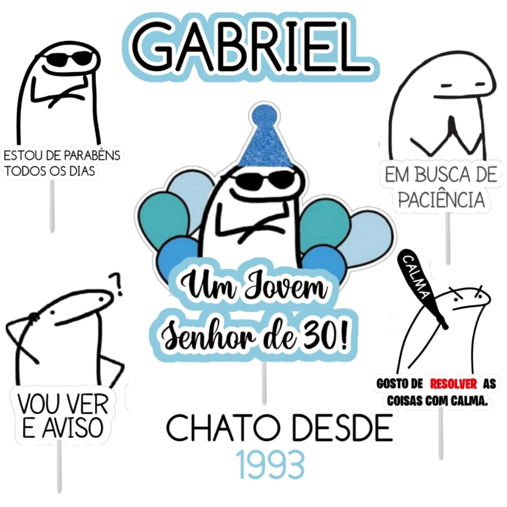 Topo Topper Decoração De Bolo Enfeite Flork Masculino | Shopee Brasil