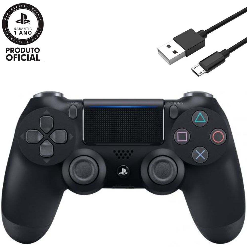 Controle Original PS4 Dualshock 4 Preto Onix + Cabo de Carregamento | Shopee Brasil