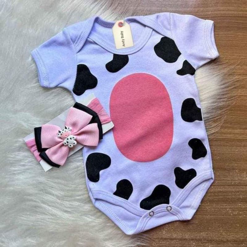 KIT BODY BEBÊ VAQUINHA TETÊ MESVERSÁRIO PERSONAGEM INFANTIL FANTASIA ...