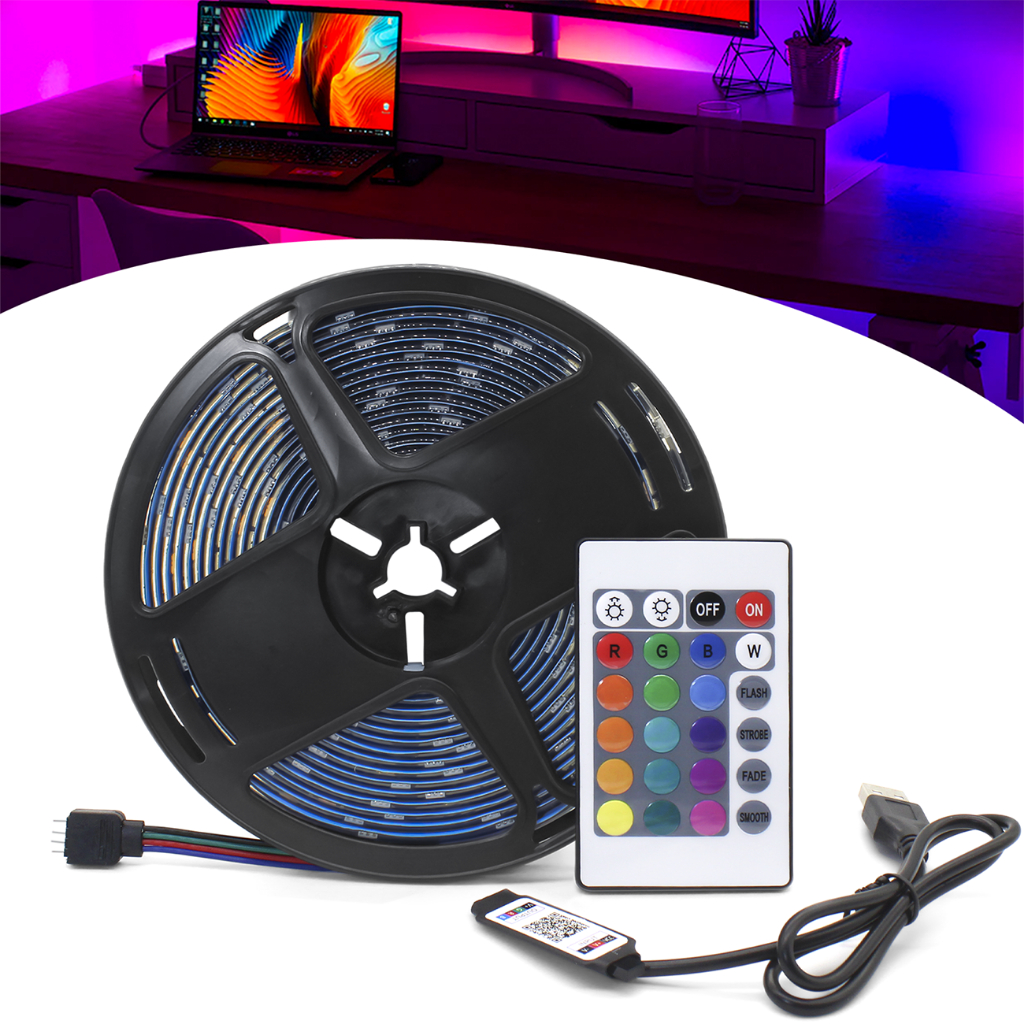 Fita Led 5050 Usb Rgb 5m 30 Leds Ritmo Musical Controle App | Shopee Brasil