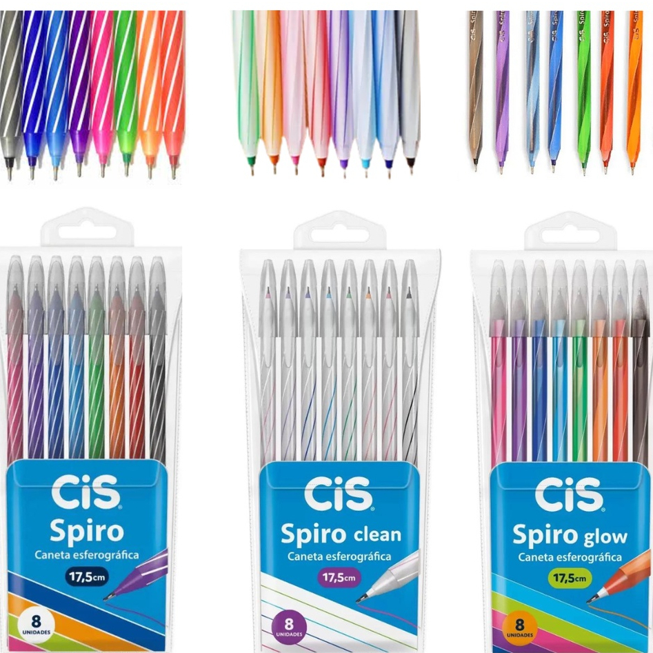 Kit Spiro Classic/ Glow/ Clean 7.0mm Estojo com 8 Cores Unidade - Cis ...