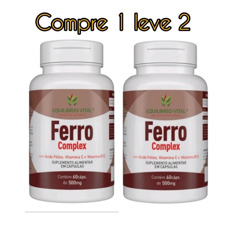 (compre 1 leve 2)Ferro Complex Quelato Com Vit C, B9, B12 e Cobre ...