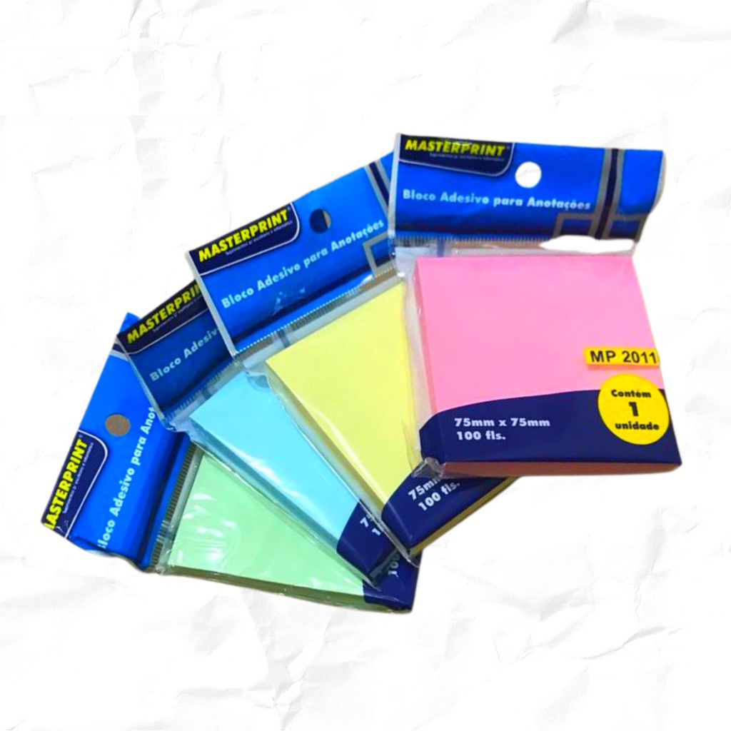 KIT Blocos Adesivos com 100 Folhas cada 7,5cmx7,5cm (estilo post-it ...