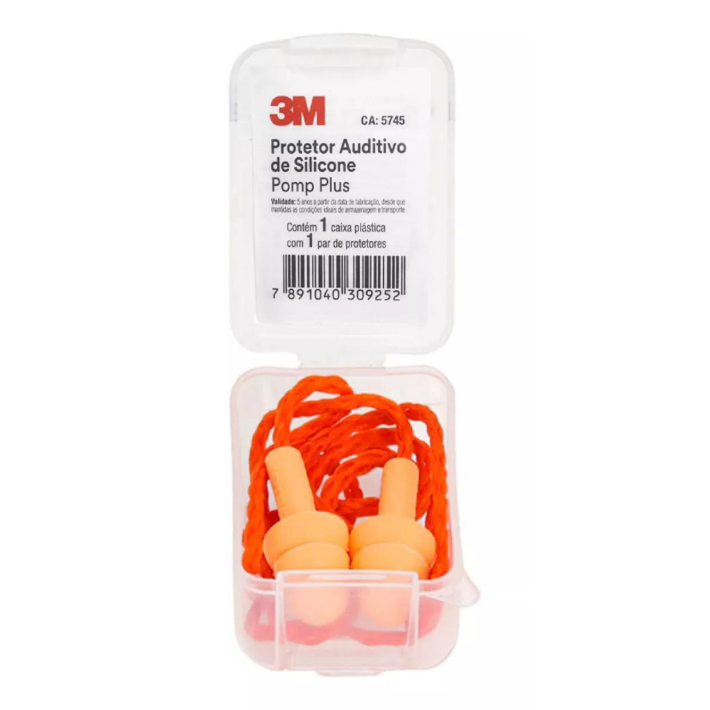 Protetor Auricular 3m Plug Silicone Cordão Ouvidos Abafador Som Alto CA ...