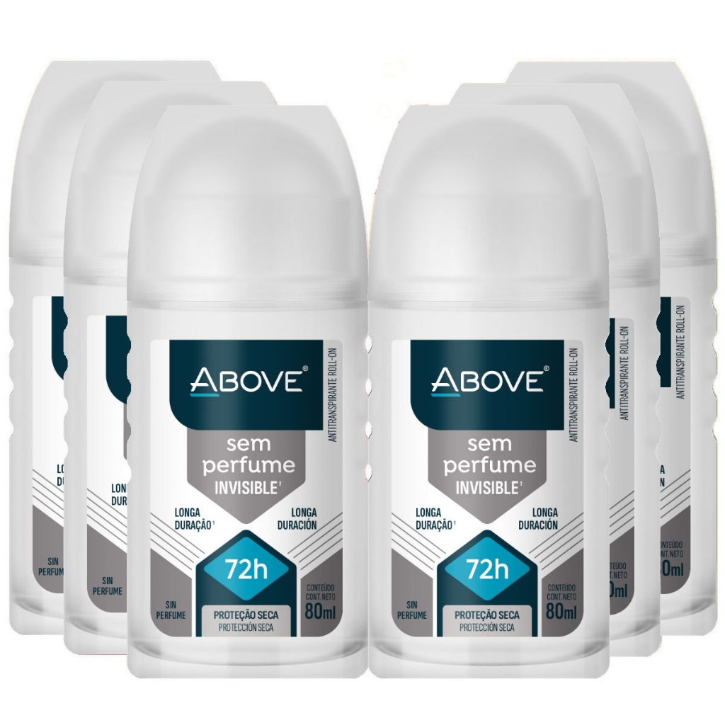 Kit 6 Desodorantes Antitranspirante Roll-on Above Sem Perfume - 80ml ...