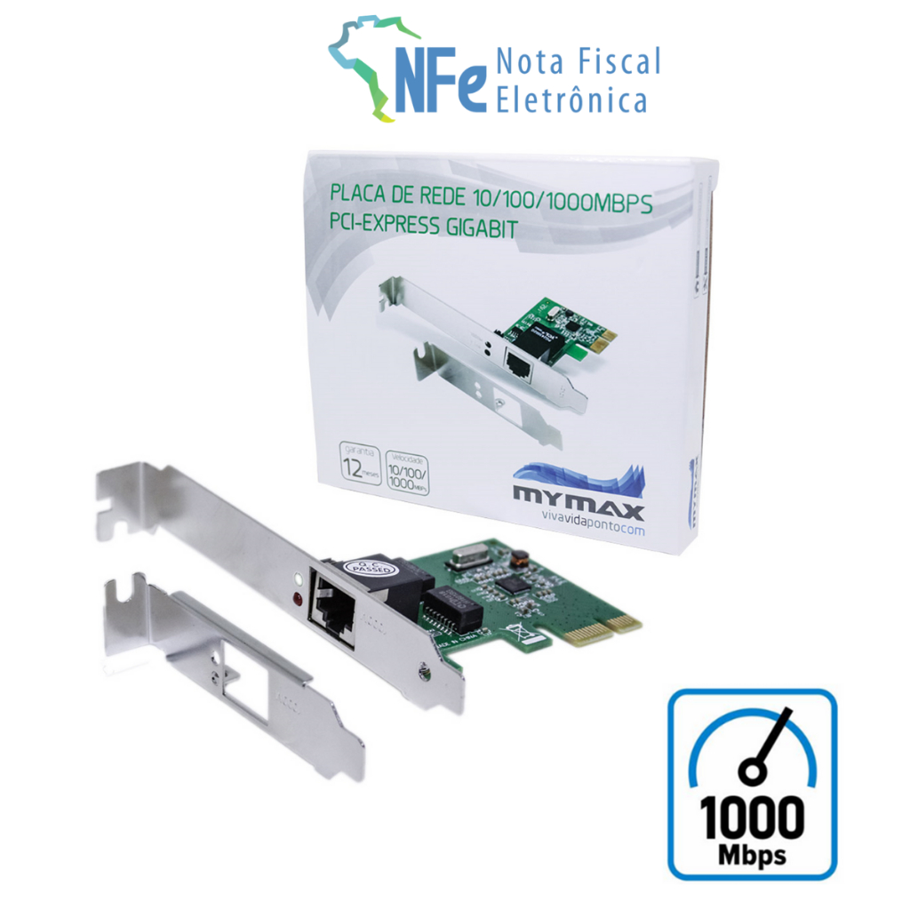Placa de Rede PCI-e Ethernet 10/100/1000 Mbps Gigabit Lan Realtek Low ...